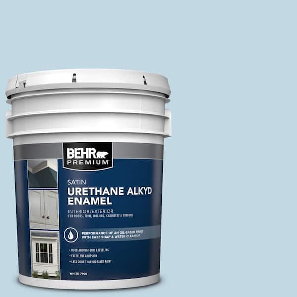 BEHR PREMIUM 5 gal. #S500-1 Distant Shore Urethane Alkyd Satin Enamel ...
