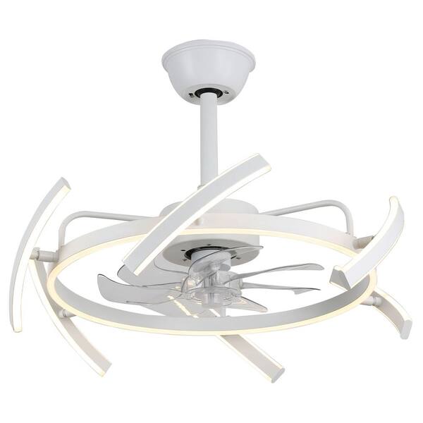 Bella Depot 24 in. Indoor White Dimmable Ceiling Fan with LED Light and ...