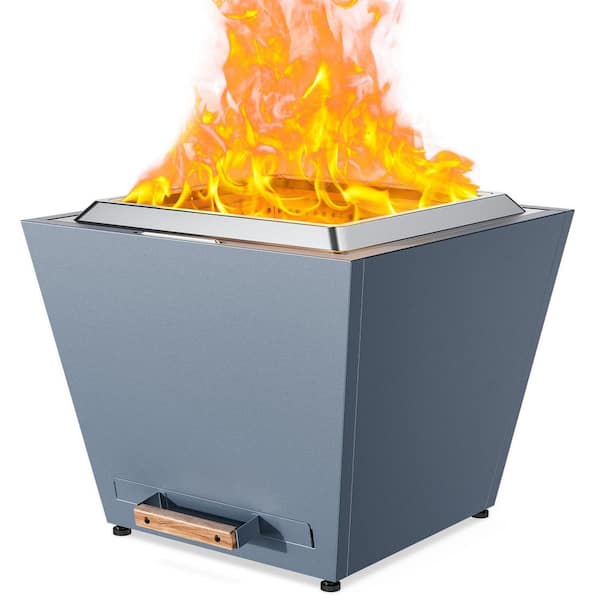 Tenleaf 25 in. Blue Stainless Steel Wood Burning Outdoor Smokeless Fire ...