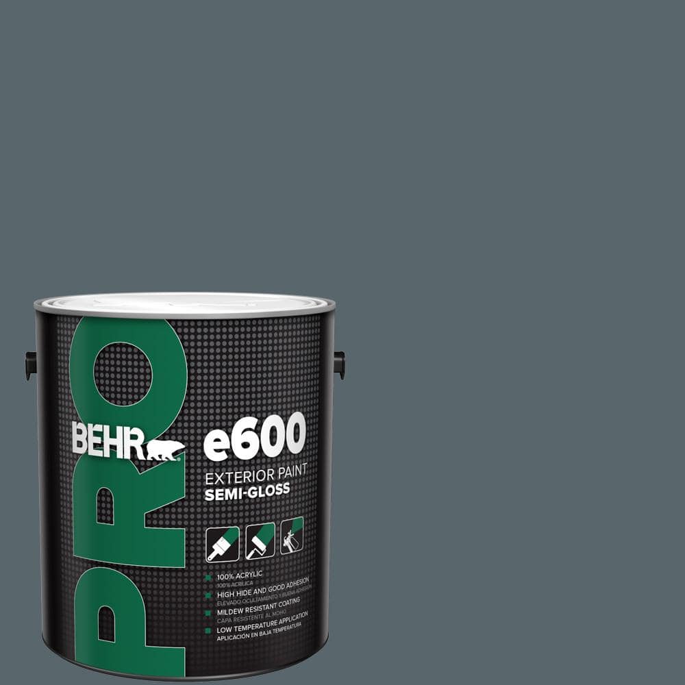 BEHR PRO 1 gal. #N470-6 Whale Gray Semi-Gloss Exterior Paint PR67301 ...