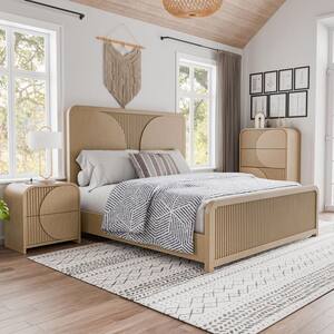 Furniture of America Fairstone 2-Piece Natural Wood King Panel Bedroom Set with Nightstand ...