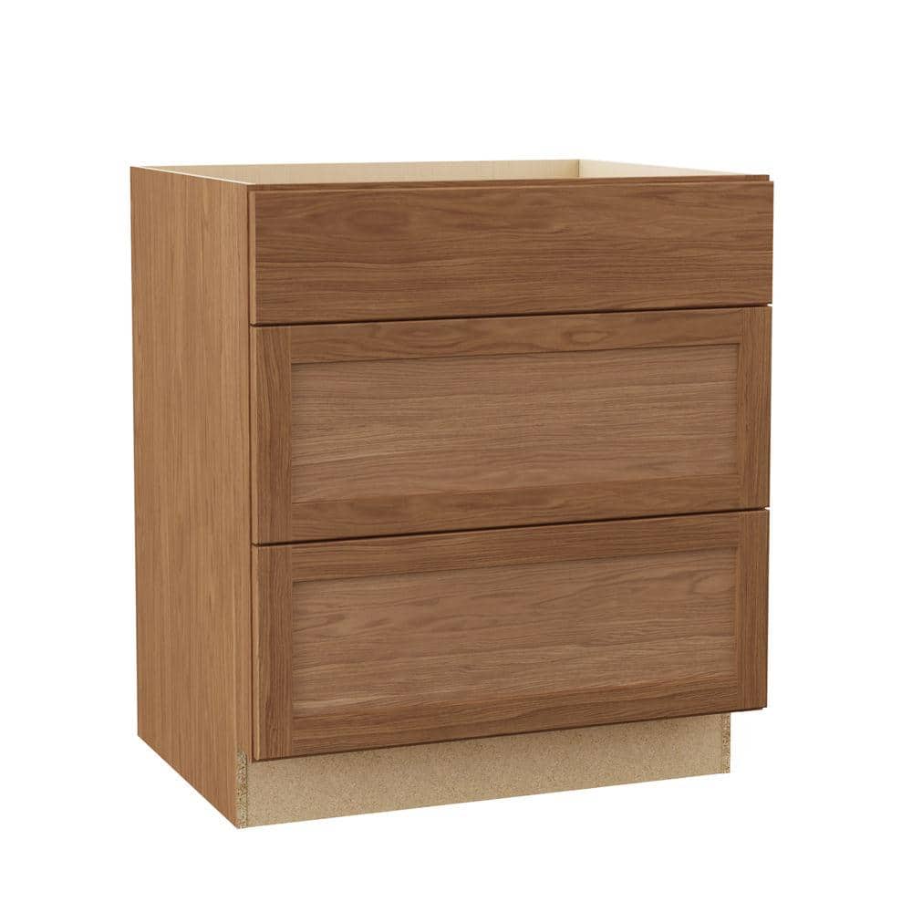 Hampton Bay Sinclair 30 in. W x 24 in. D x 34.5 in. H Assembled Drawer Base Kitchen Cabinet in ...