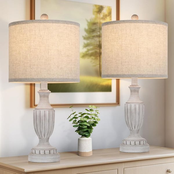 Nordic Hygge 22 in. Resin Table Lamps for Bedroom, White (Set of 2) DYM ...