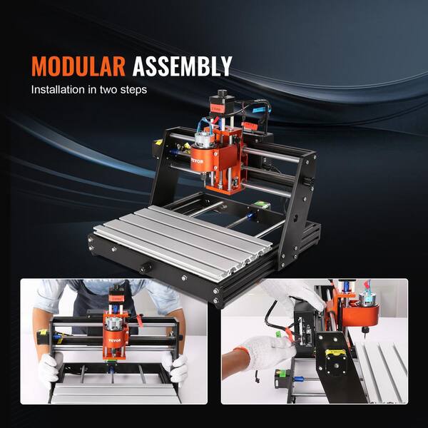 VEVOR CNC Router Machine 60 Watt Control Wood Engraving Carving Milling Machine Kit 11.8 in. L x 7.87 in. W x 2.36 in. H SKDKJ3020CMURZ4TWV1 0730 The Home Depot