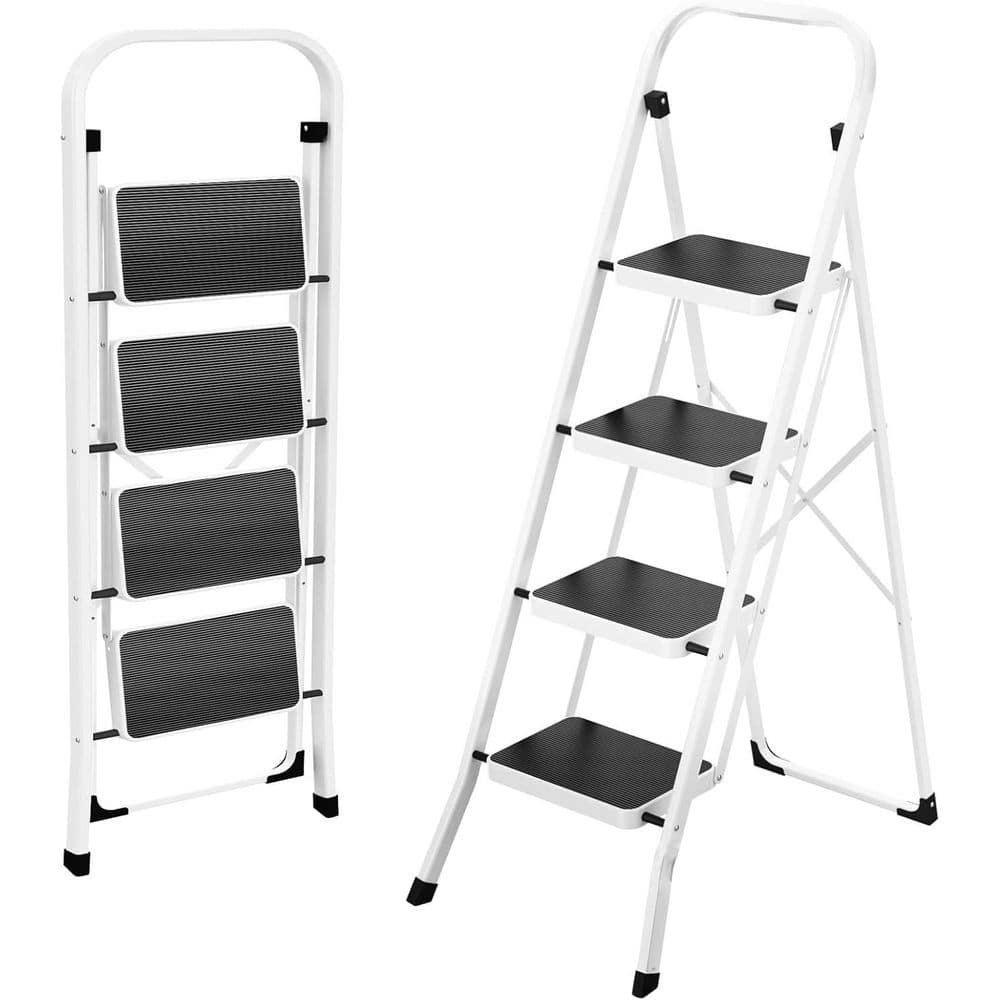 KIWDZFU Reach 3 ft. 4 Step Folding Ladder Lightweight Stepladder w ...