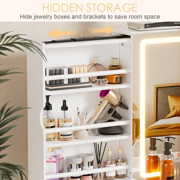 PAKASEPT White Vanity Desk With Power Outlet, Makeup Vanity Table With ...