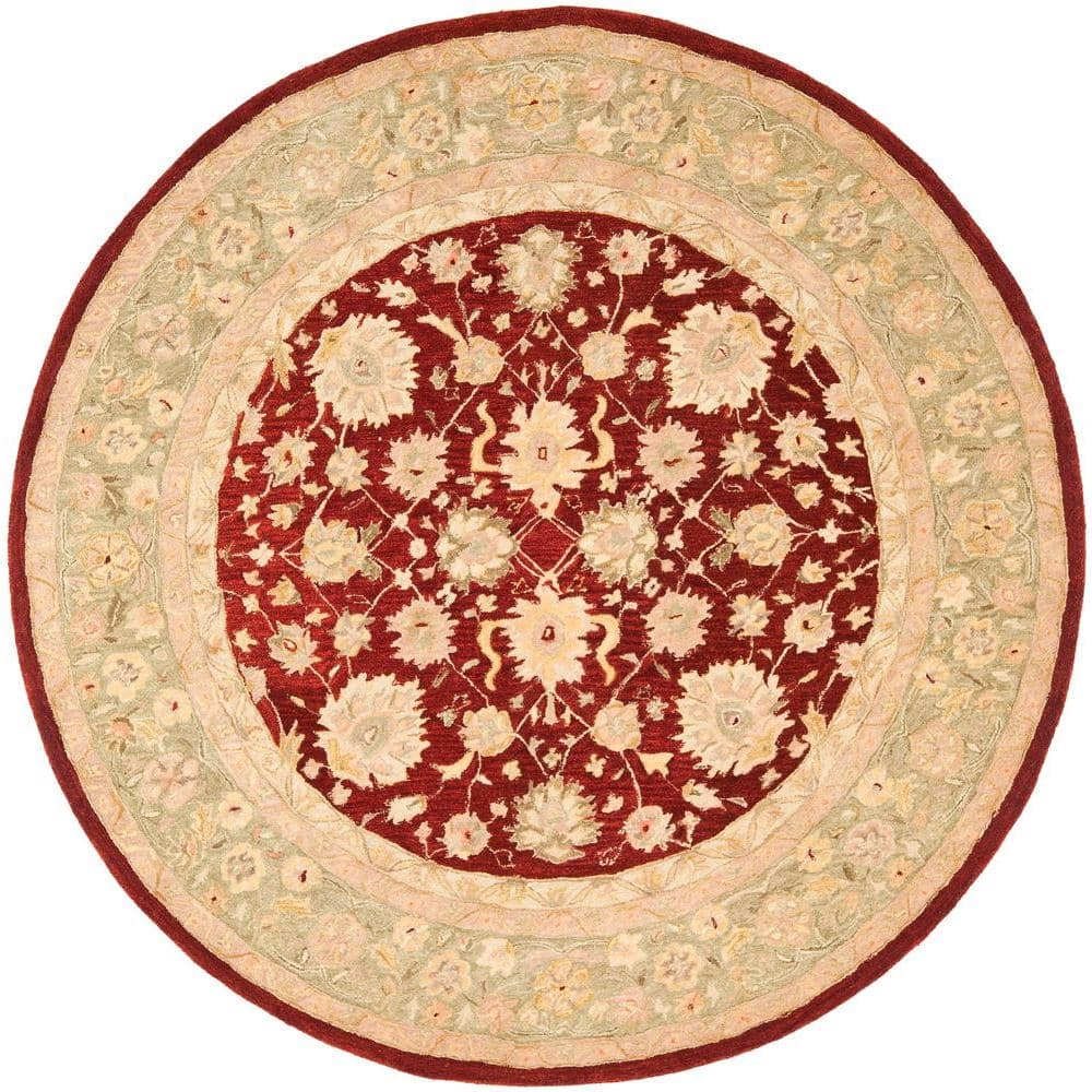 SAFAVIEH Anatolia Red/Moss 8 ft. x 8 ft. Round Border Area Rug AN522D ...