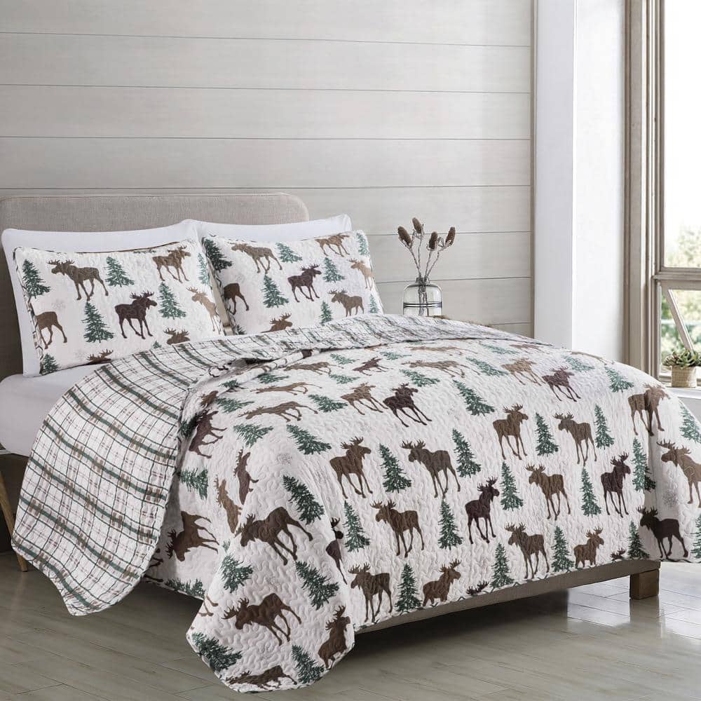 FRESHFOLDS Brown Moose Print Premium Nature Inspired Full/Queen ...