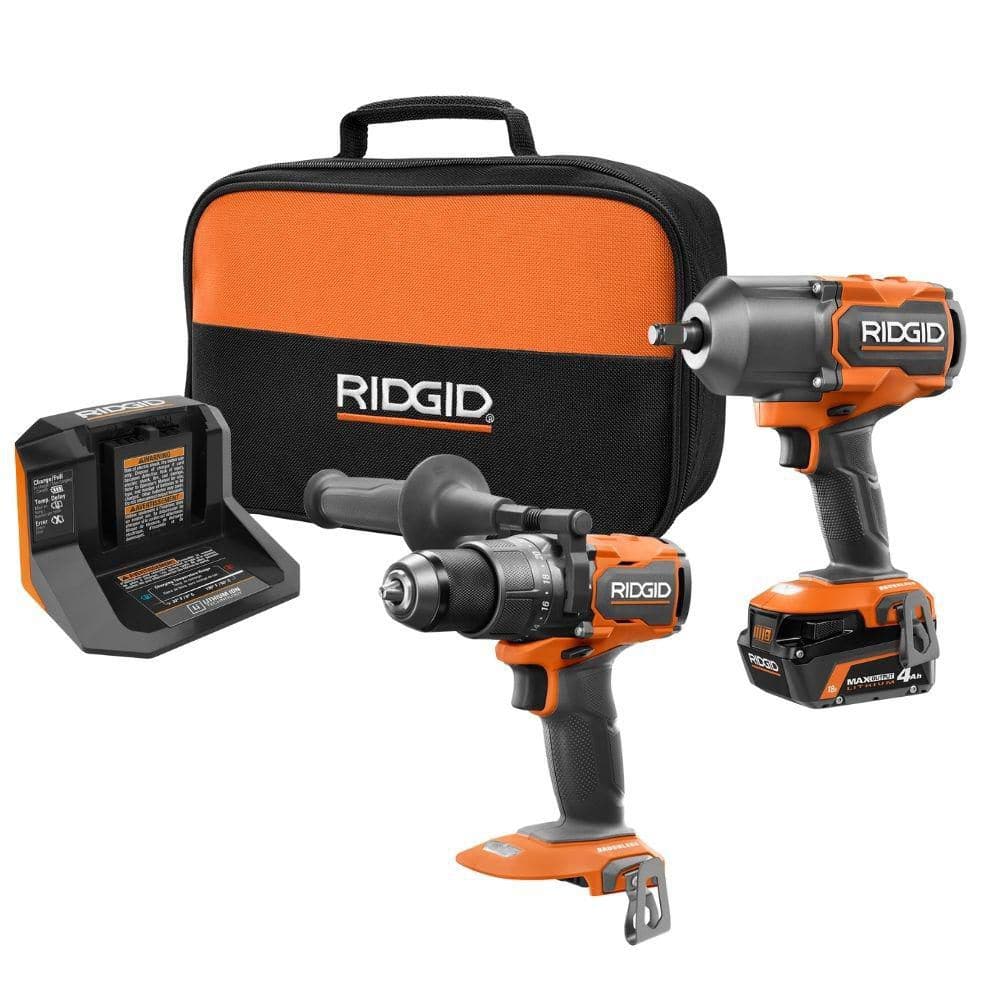RIDGID 18V Brushless Cordless 2-Tool Combo Kit with High-Torque Impact ...