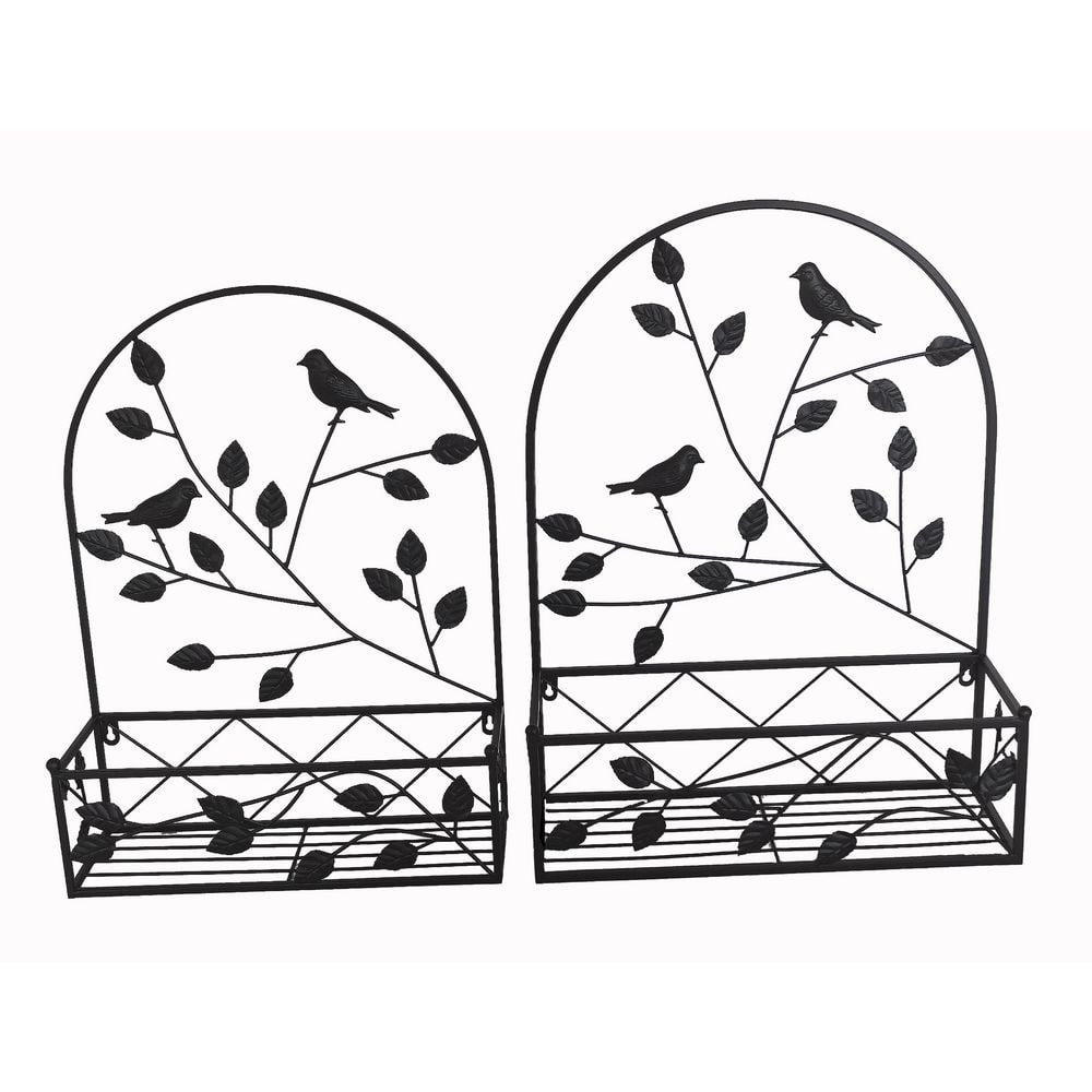 HI-LINE GIFT LTD Black Metal Hanging Plant Holder 2-Piece Set Outdoor ...