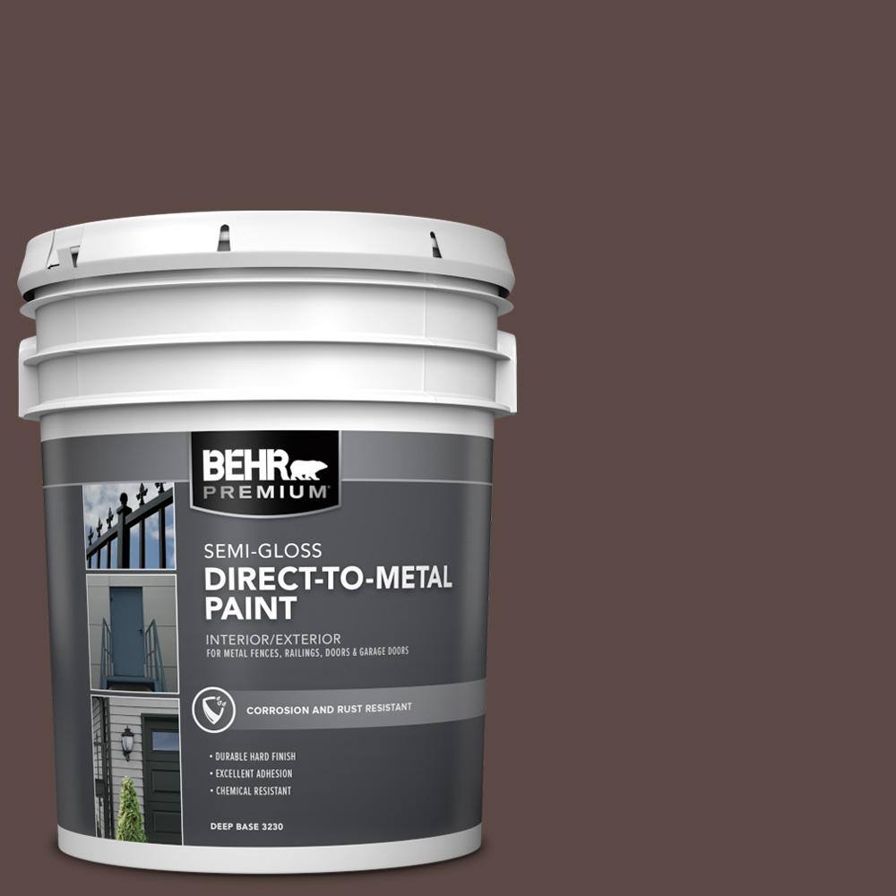 BEHR PREMIUM 5 gal. #MQ1-58 Chocolate Soul Semi-Gloss Direct to Metal ...