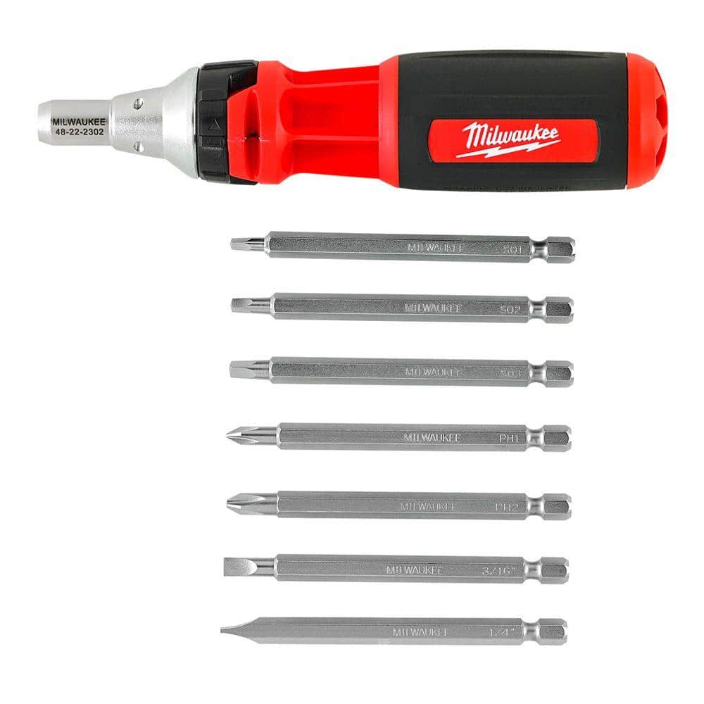 Milwaukee 10-in-1 Square Drive Ratcheting Multi Bit Driver 48-22-2302 ...