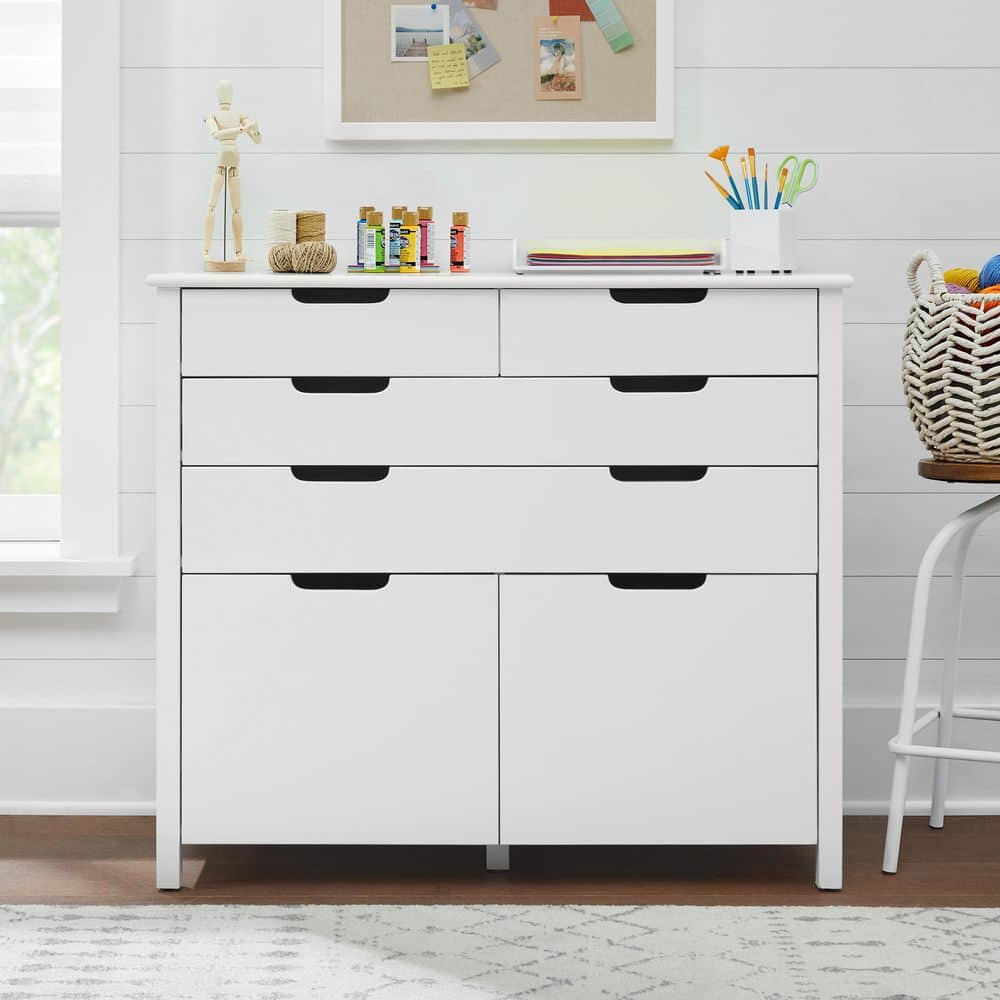 StyleWell Craft White Storage Console Table with 2 File Drawers CRF-008 ...
