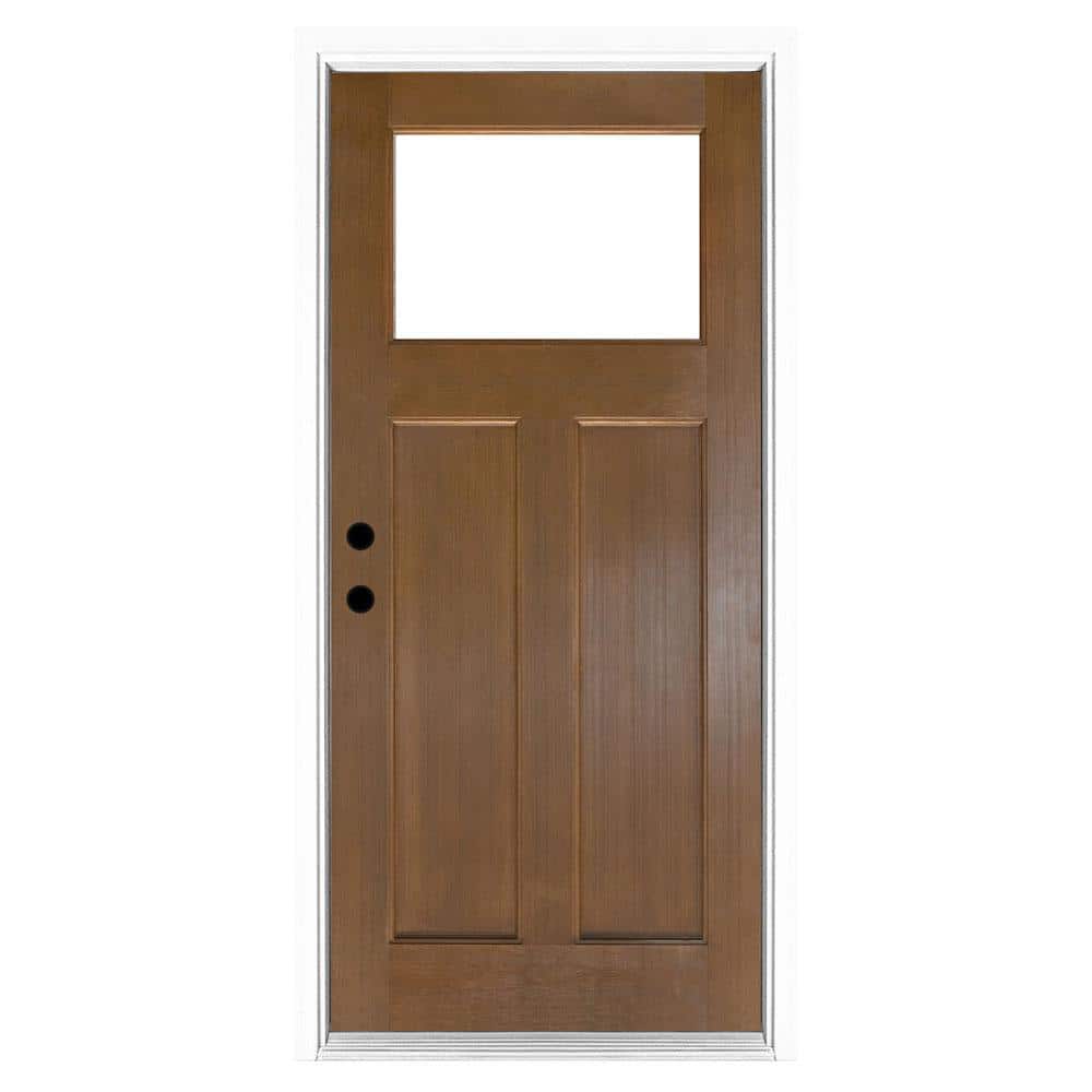 MP Doors 36 in. x 80 in. Right-Hand Inswing Medium Oak Craftsman in LoE ...
