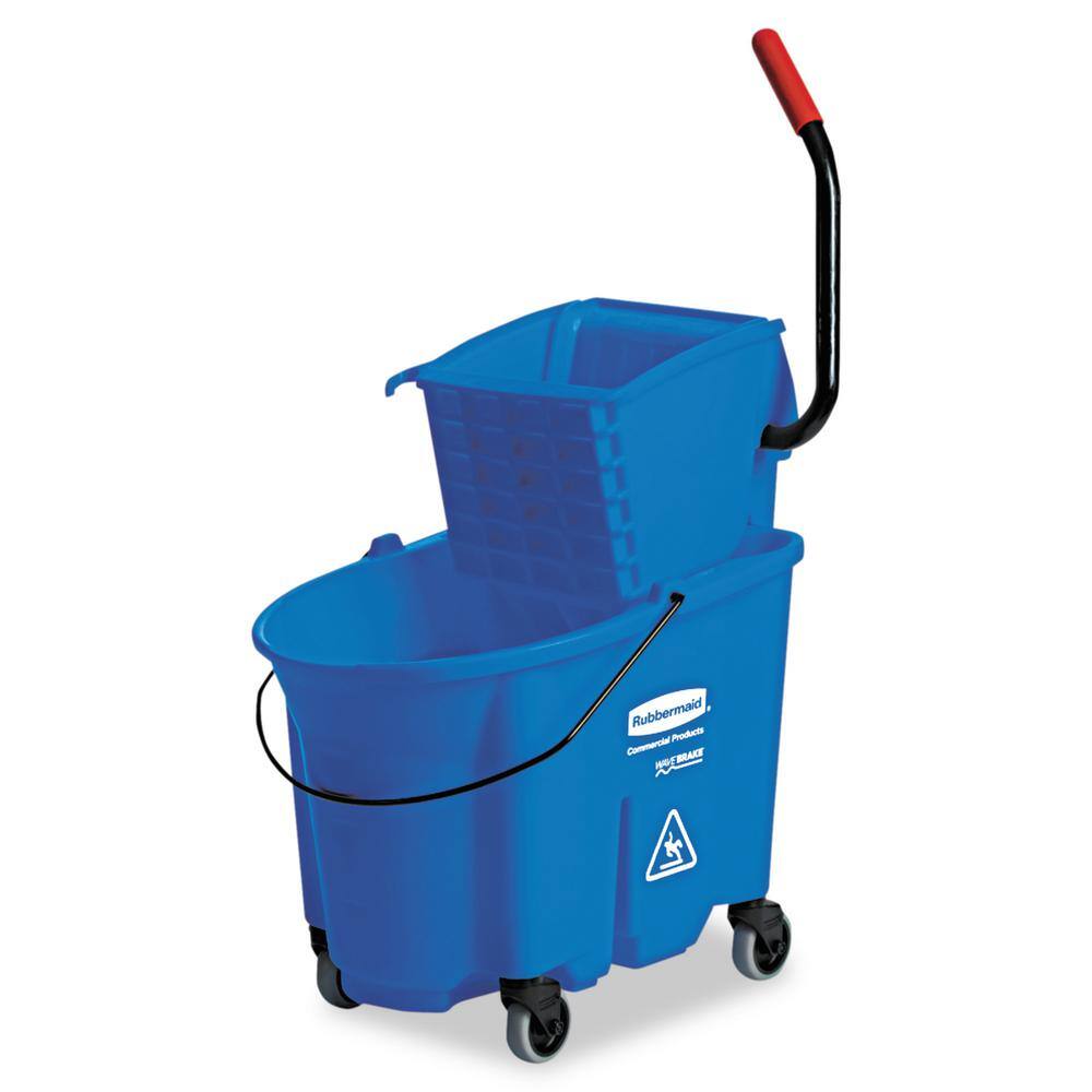 Rubbermaid Wave Brake 35 Qt. Mop Bucket and Side-Press Blue Wringer ...