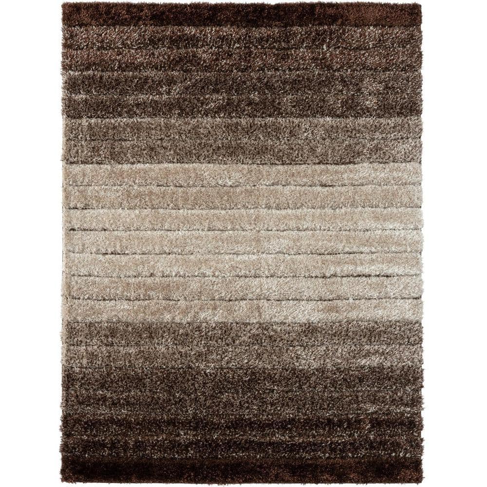 LUXE WEAVERS Lantanas Collection Brown 5x7 Shag Geometric Abstract ...