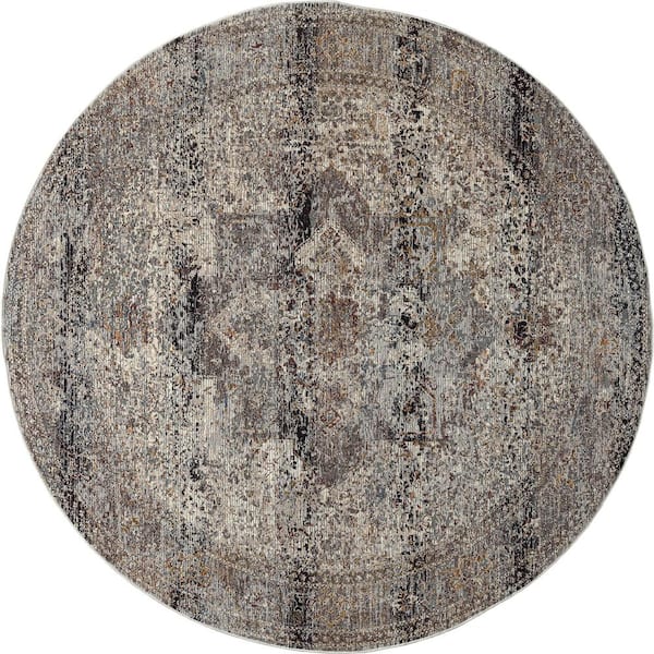KALATY Camilla Multi-Colored 5 ft. Round Abstract Area Rug CM-148 R6 ...