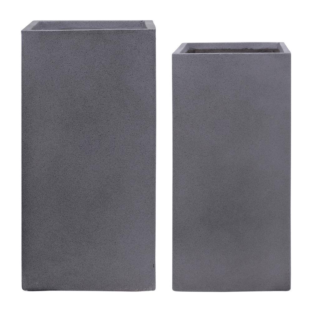Flynama 11 in. /13 in. Gray Polyresin Planter Stand Plant Pot for ...