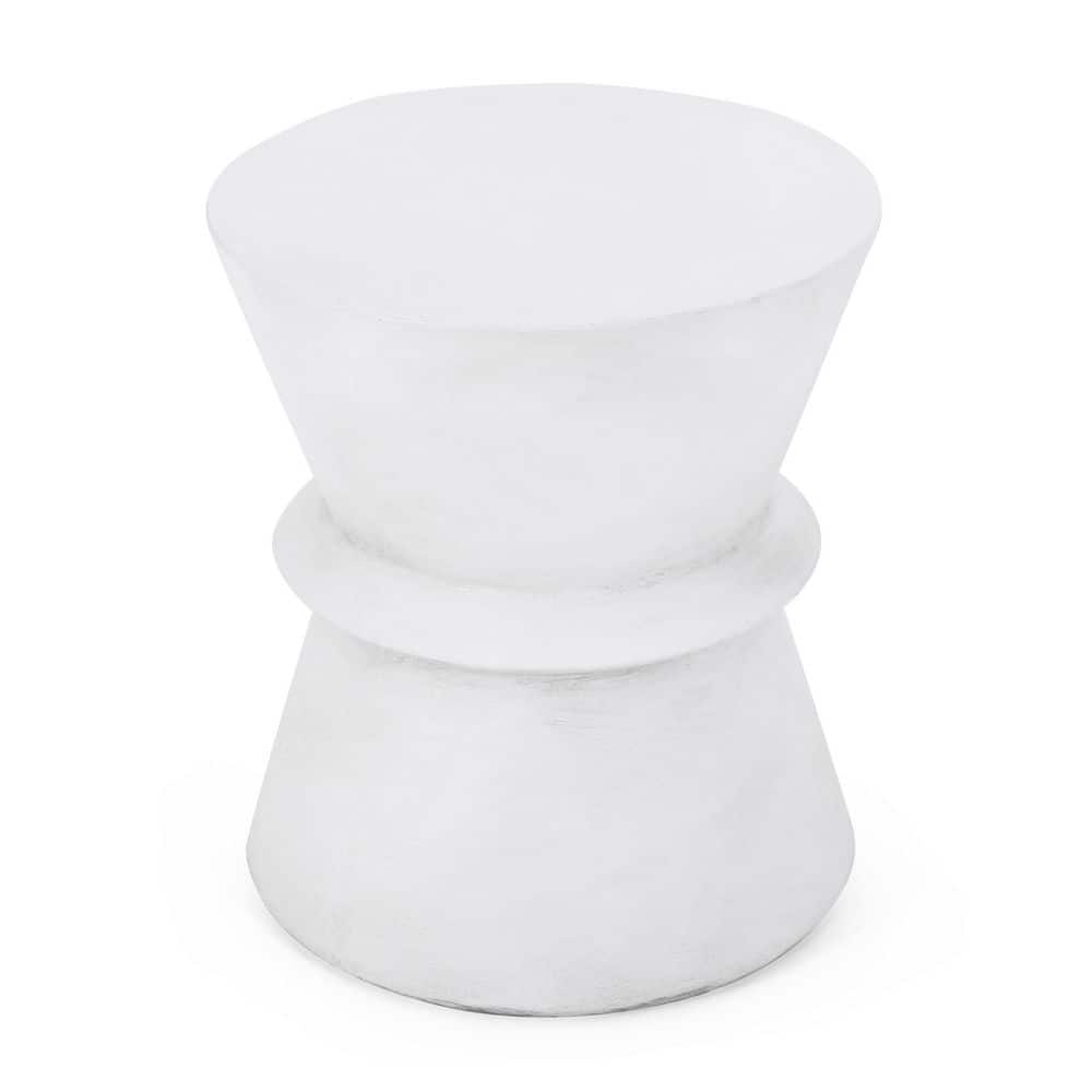 YOSIMFUR Magnesium Oxide Antique White Round Outdoor Side Table DJYC ...