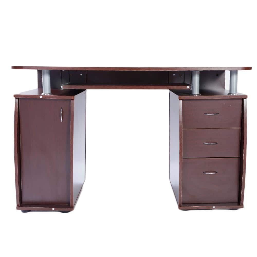 Karl home 45 in. W Retangular Brown Wood 3 Drawer Computer Desk with ...