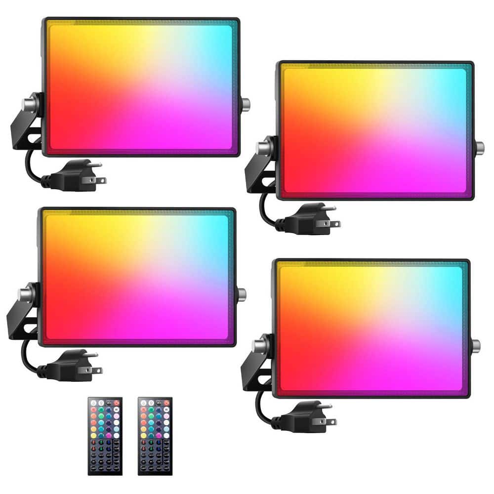 BeamBox Black Plug-in Integrated LED Landscape Flood Light 25W RGBW ...