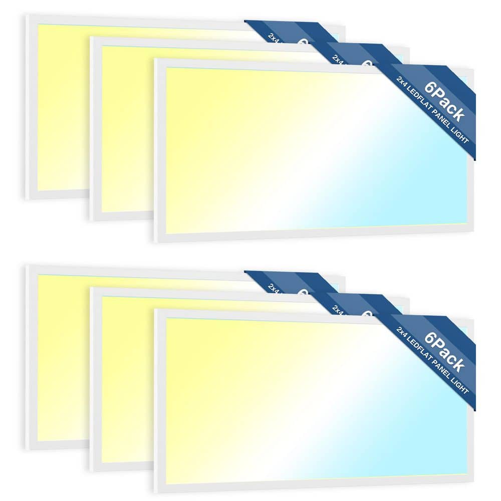 Amico 2 x 4 ft. 6-Pack LED Flat Panel Light Fixture, 6250 Lumens, 50W ...