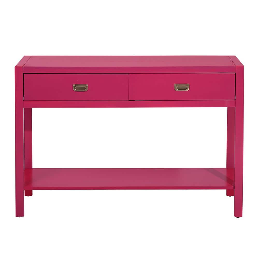 CIPACHO 44.2 in. Pink Standard Rectangle Wood Console Table with ...