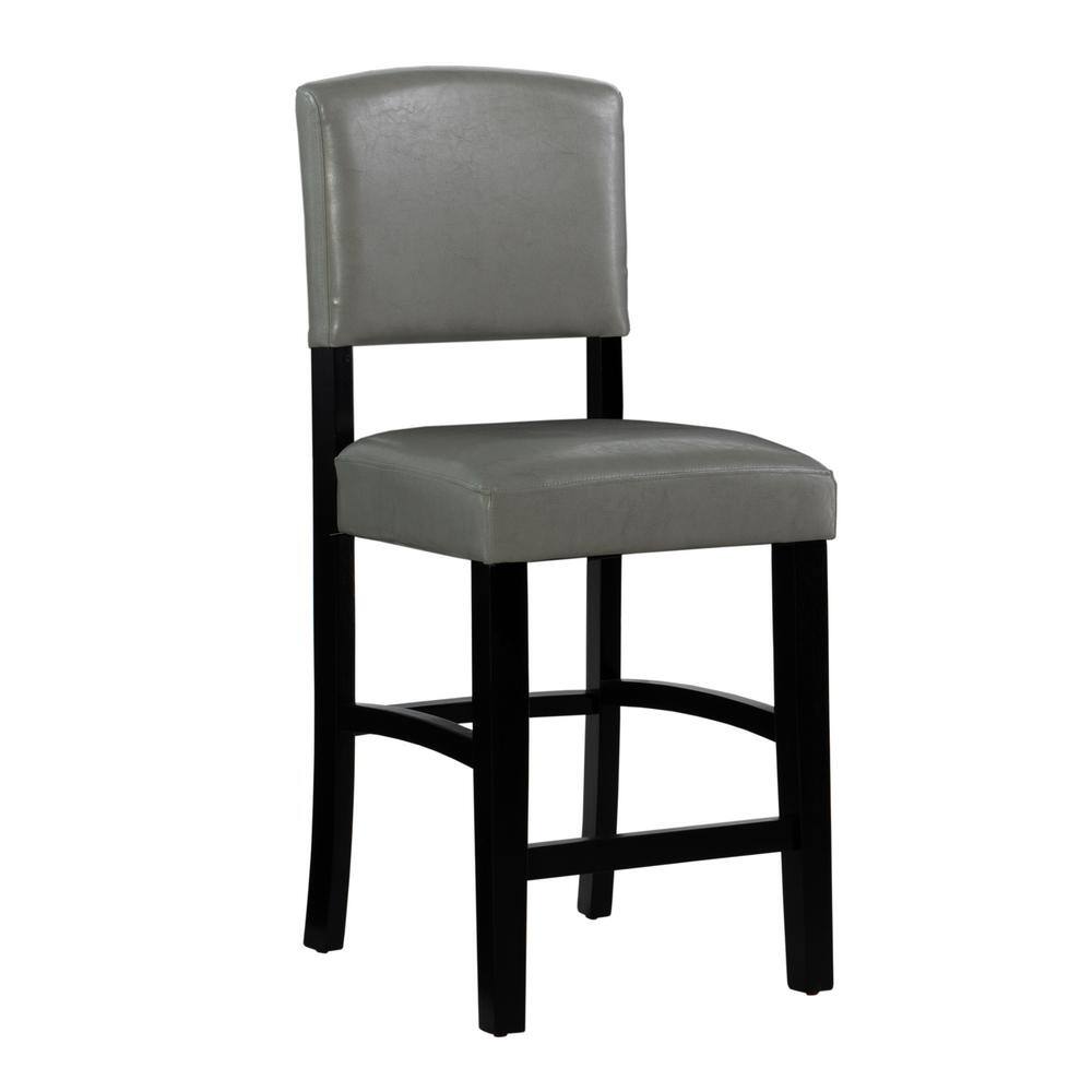 Linon Home Decor Mary 24 in. Gray Cushioned Back Wood Counter Stool ...