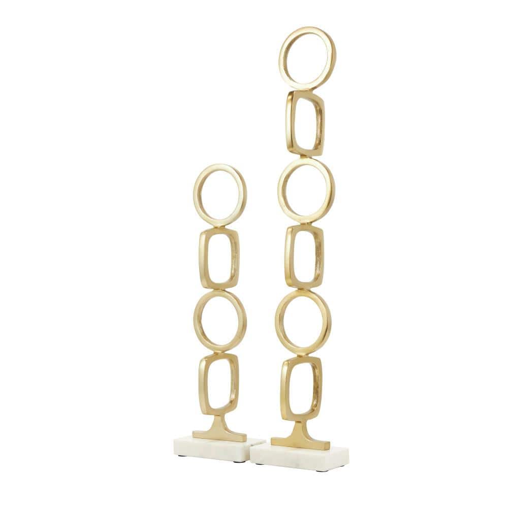 Litton Lane Gold Aluminum Stacked Geometric Rings Abstract Sculpture ...