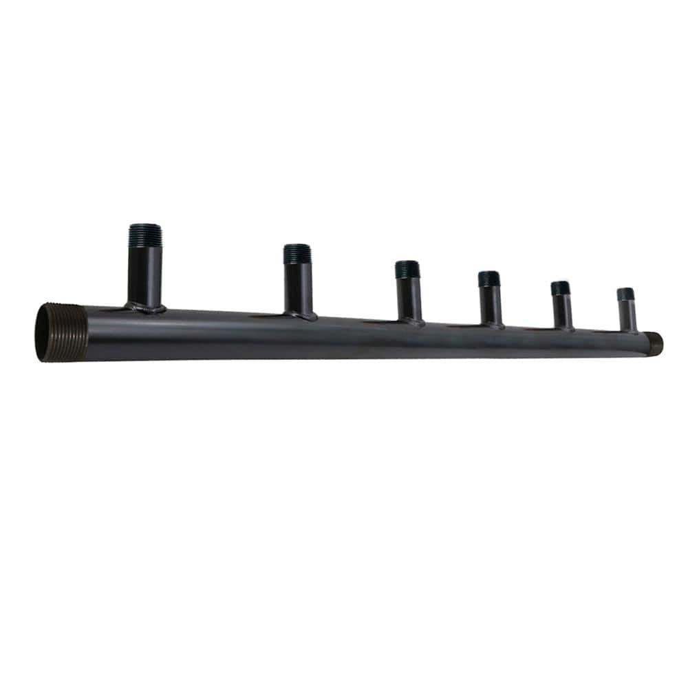 PLUMBFLEX Black Steel Manifold for Boiler Room Heating System, 1-1/4 in ...