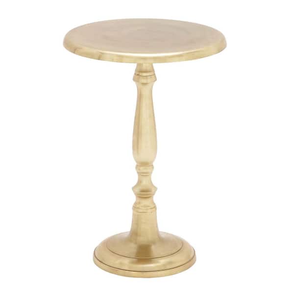 Litton Lane 15 in. Gold Small Large Round Aluminum End Accent Table ...