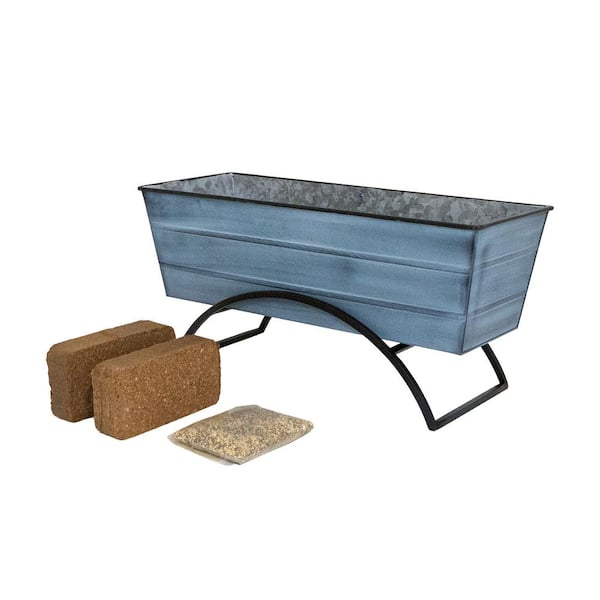 ACHLA DESIGNS 24" W Medium Nantucket Blue Galvanized Steel/Wrought Iron ...