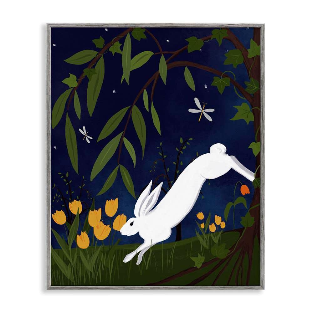 Stupell Industries Hare in Night Forest by Michelle Ingari Designs Gray ...