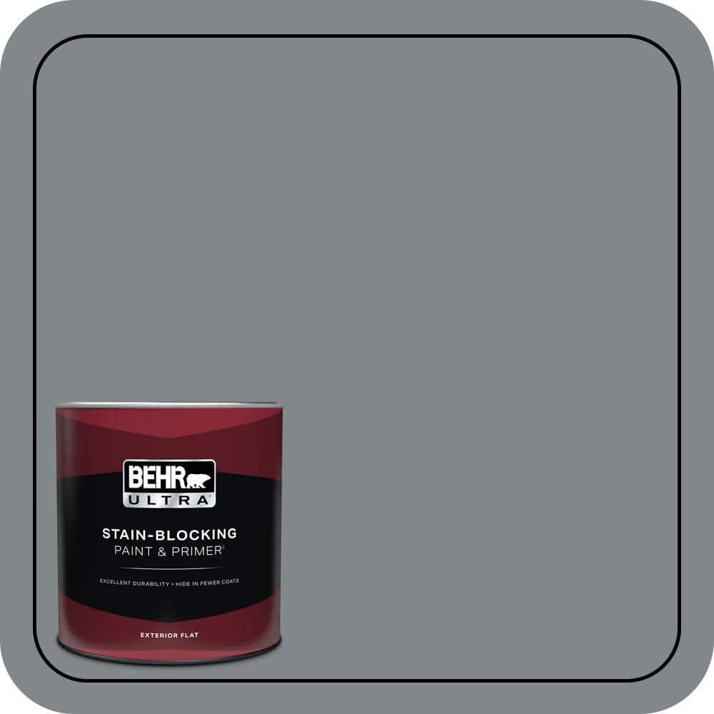 BEHR ULTRA 1 qt. #N500-5 Magnetic Gray color Flat Exterior Paint ...
