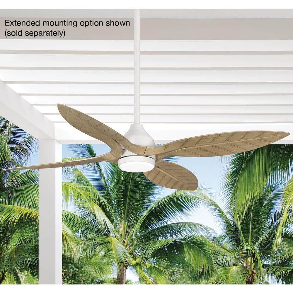 Hampton Bay Melba 54 in. Indoor/Outdoor Matte White Ceiling Fan with ...