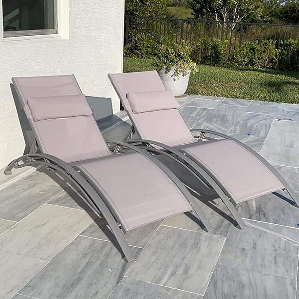MM MODERN MUSE 2-Piece Aluminum Chaise Lounge Set with 5‑Position ...