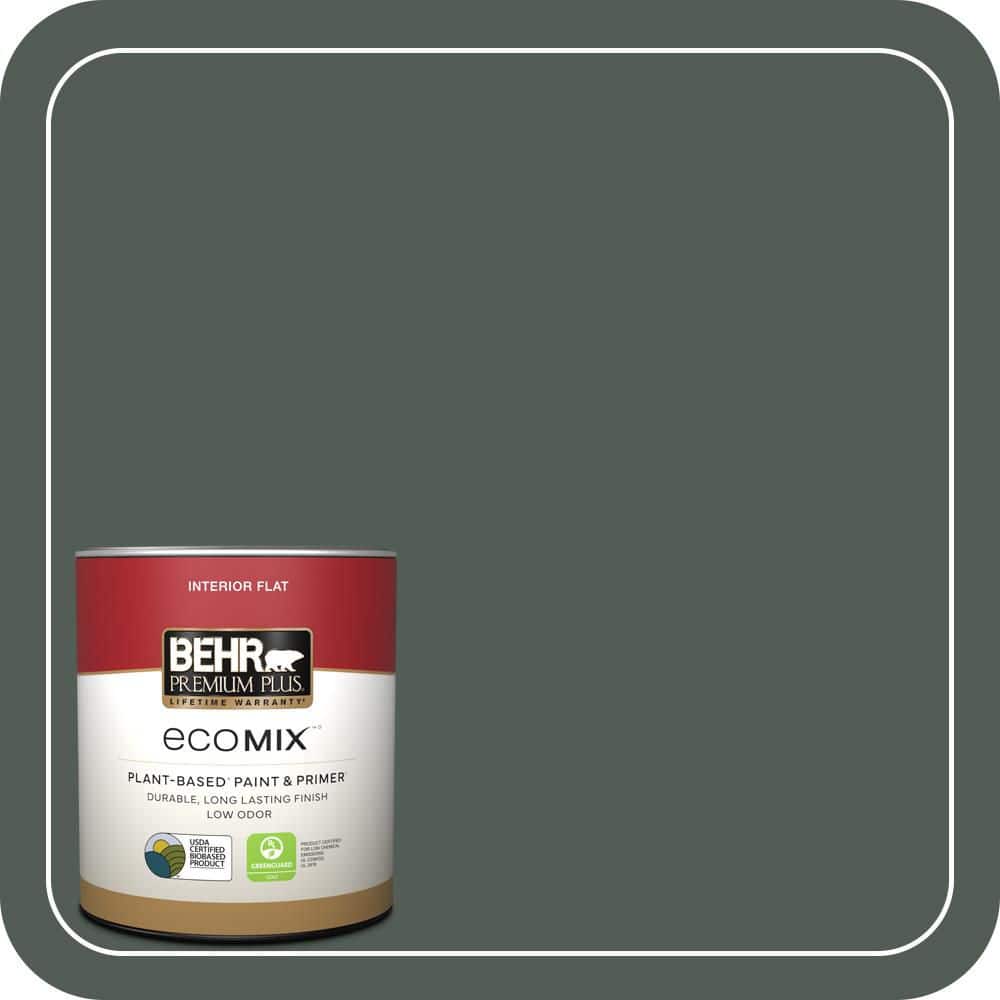 BEHR PREMIUM PLUS 1 qt. #700F-7 Evergreen Bough Flat EcoMix Plant-Based ...