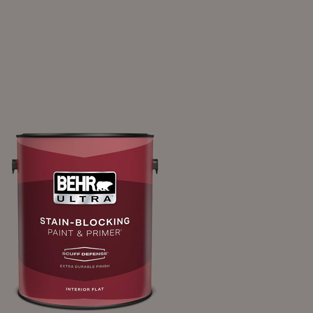 BEHR ULTRA 1 gal. #BNC-25 Gray Pepper Extra Durable Flat Interior Paint ...