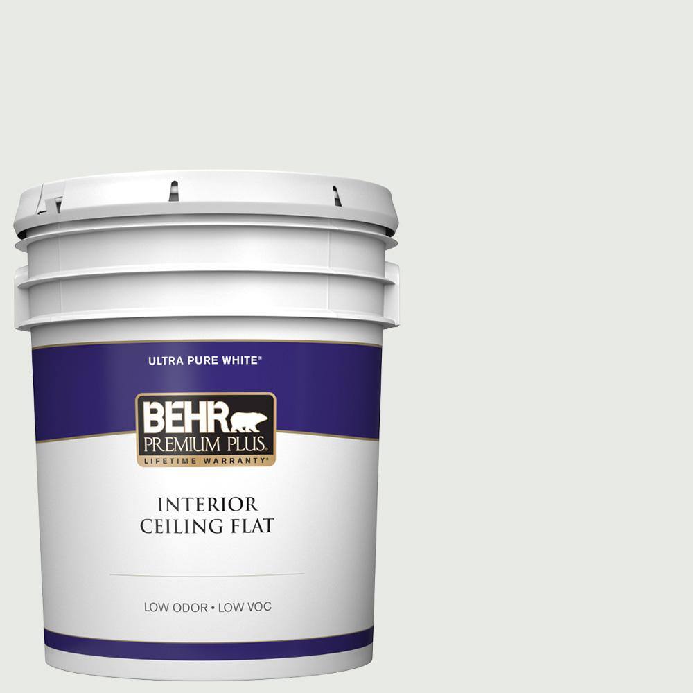 BEHR PREMIUM PLUS 5 gal. #BL-W08 Frothy Surf Ceiling Flat Interior ...