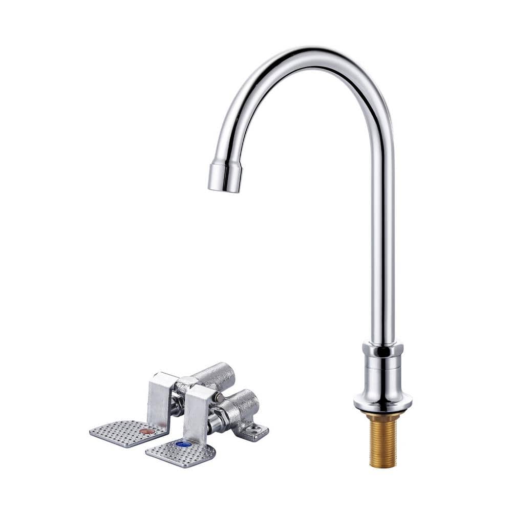 WOWOW Dual Temperature Pedal Valve Faucet, Deck Mount Sink Faucet in ...