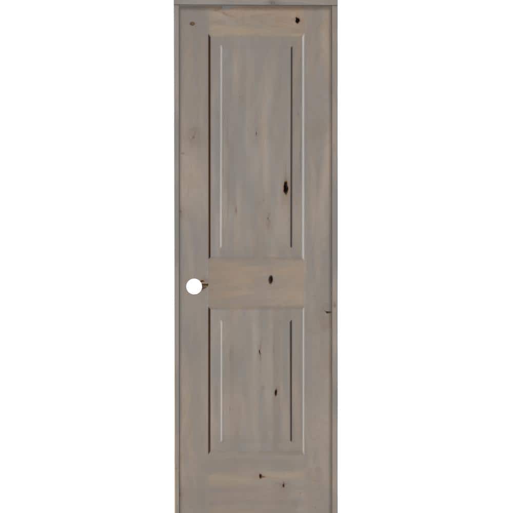 Krosswood Doors 18 in. x 96 in. Rustic Knotty Alder Wood 2-Panel Square ...