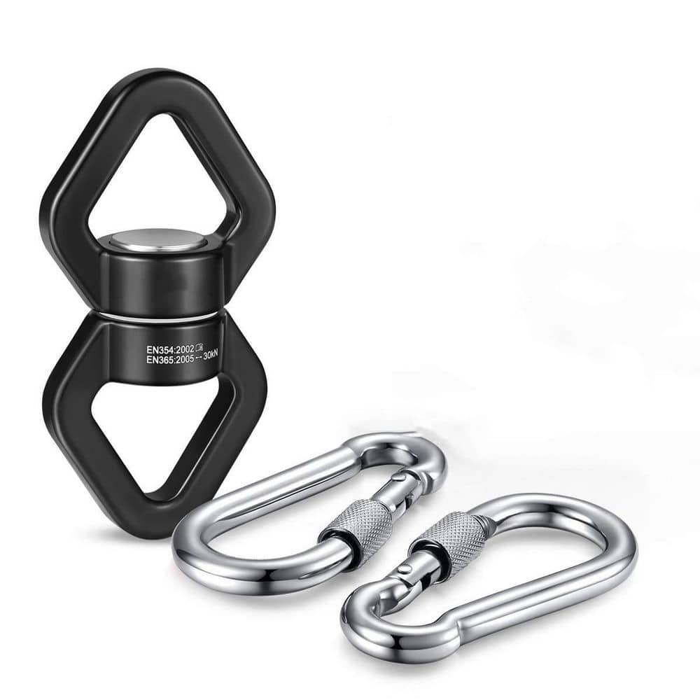 OGETFUUR 30 KN Black Aluminum Swing Swivel with Two Snap Hooks, Safe ...