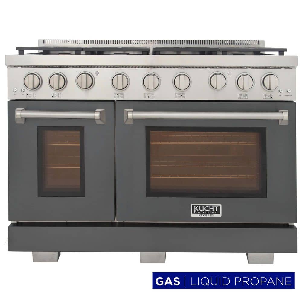 Kucht 48 in. 6.7 cu. ft. 7- Burners Propane Gas Range 2 Ovens 1 ...