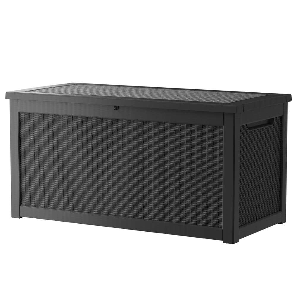 OUPES 260 Gal. Black Extra Large Resin Outdoor Storage Deck Box OPS-260G-BLK - The Home Depot