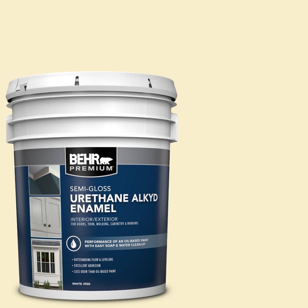BEHR PREMIUM 5 gal. #ECC-11-1 Daybreak Sun Urethane Alkyd Semi-Gloss ...
