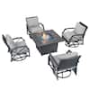 Kinger Home Ethan Grey 5-Piece Propane Patio Fire Pit Set with an ...