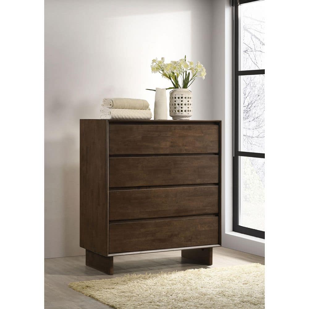 Coaster Glenwood Warm Brown 4-Drawer 40.25 in. Chest of Drawers 225015 ...
