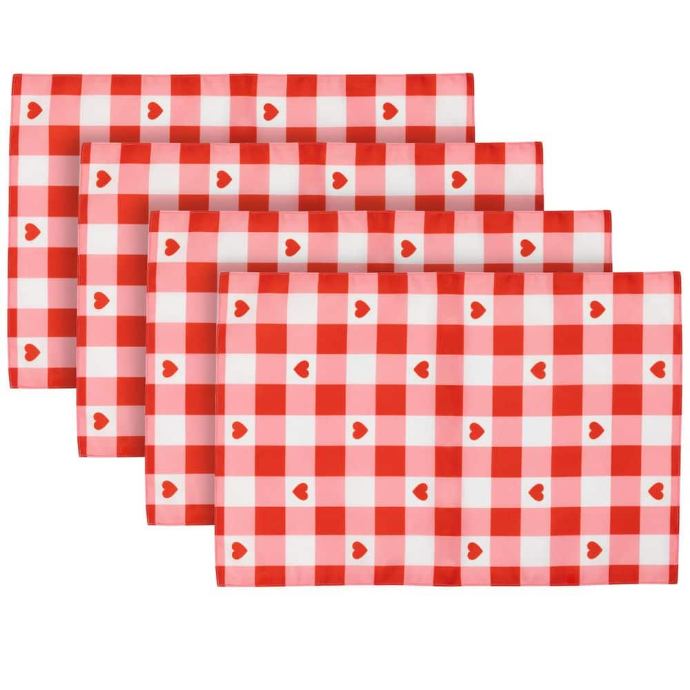 Northlight Red Indoor Checkered Hearts Valentine's Day Placemats-18 ...