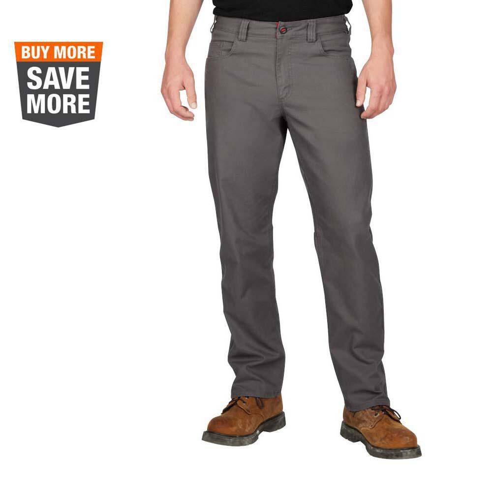 Milwaukee Men's 38 in. x 32 in. Gray Cotton/Polyester/Spandex Flex Work ...