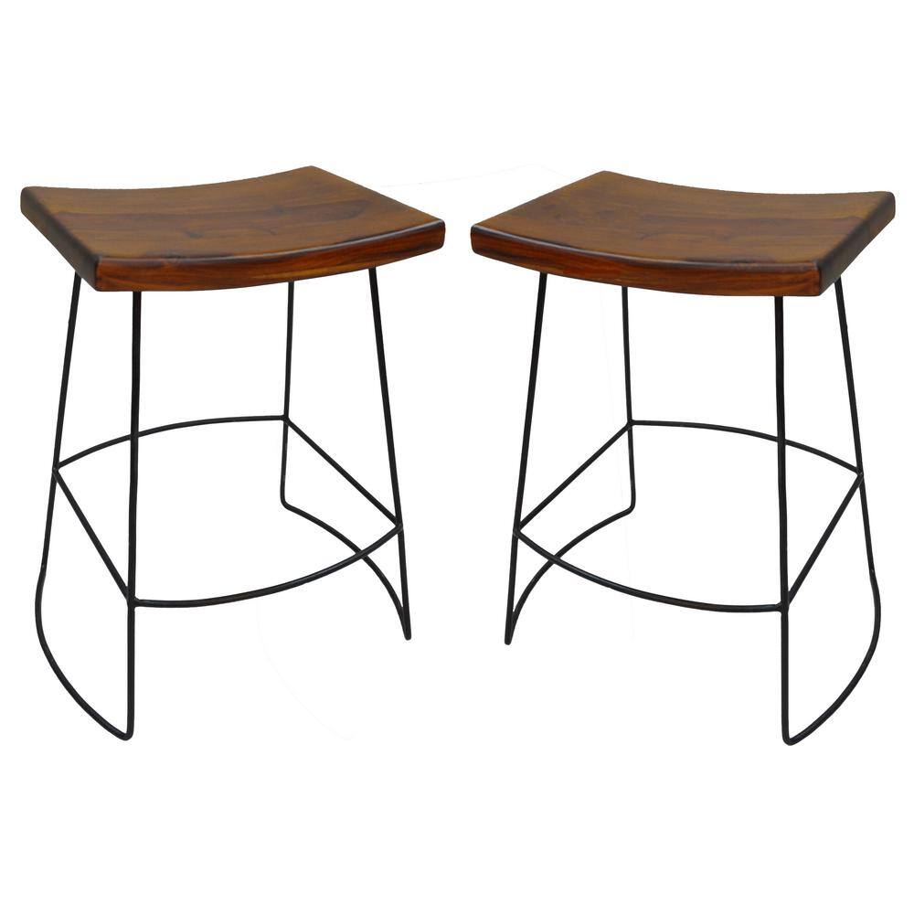 Carolina Cottage Reece 24 in. Black and Chestnut Bar Stool (Set of 2 ...